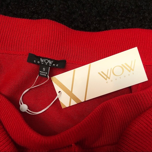 WOW couture | Sweaters | Wow Couture Off The Shoulders Red Sweater Nwt ...